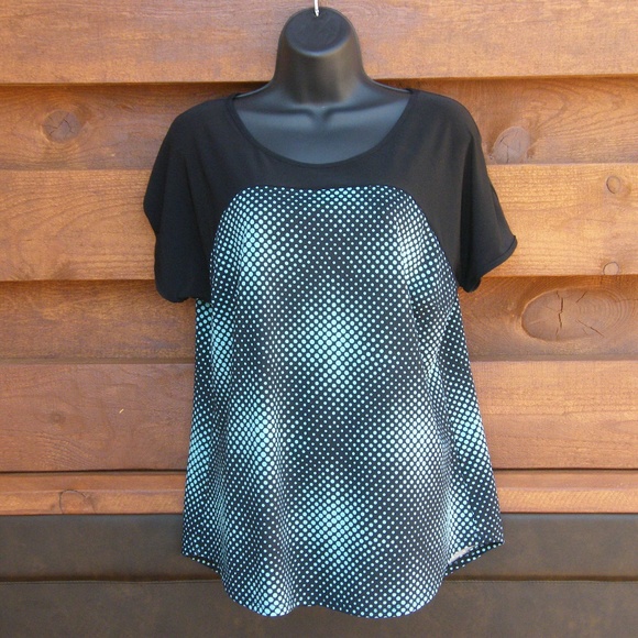 PerSeption Concept | Tops | Turquoise And Black Polka Dot Top | Poshmark